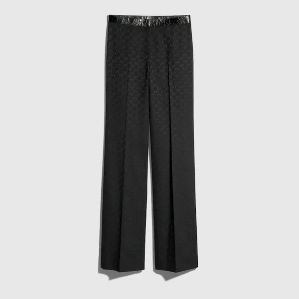 Gucci Gg Supreme Print Silk Trousers - Black