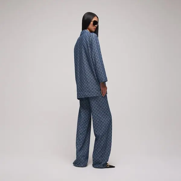 Gucci Gg Cotton Denim Jacquard Jacket, Size