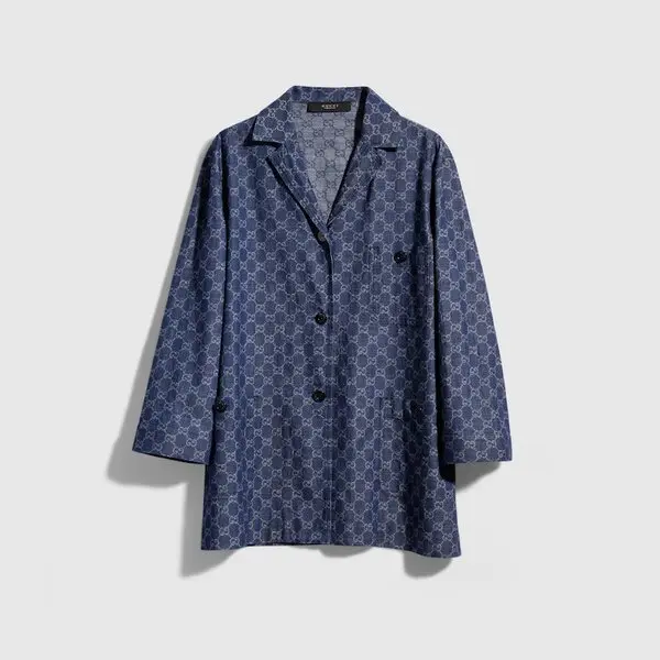 Gucci Cotton Denim Shirt With Embroidery - Blue