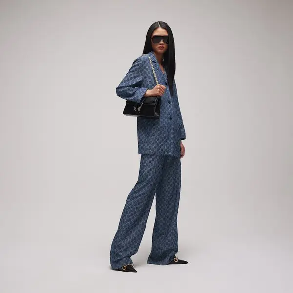 Gucci Cotton Denim Shirt With Embroidery - Blue