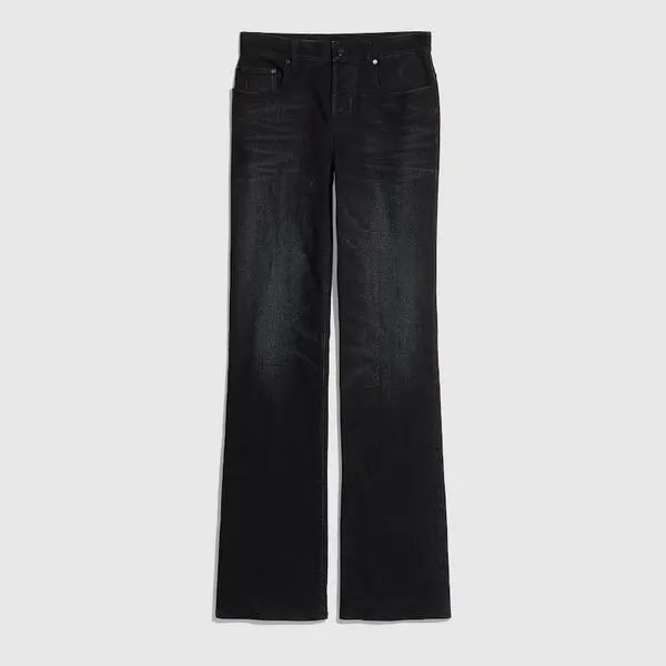 Gucci Flared Bleached Cotton Denim Trousers, Size - Black