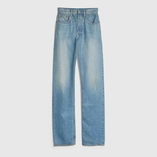 Gucci Flared Bleached Cotton Denim Trousers, Size - Blue