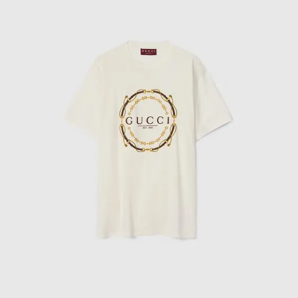 Gucci Printed Cotton Jersey T-shirt - Beige
