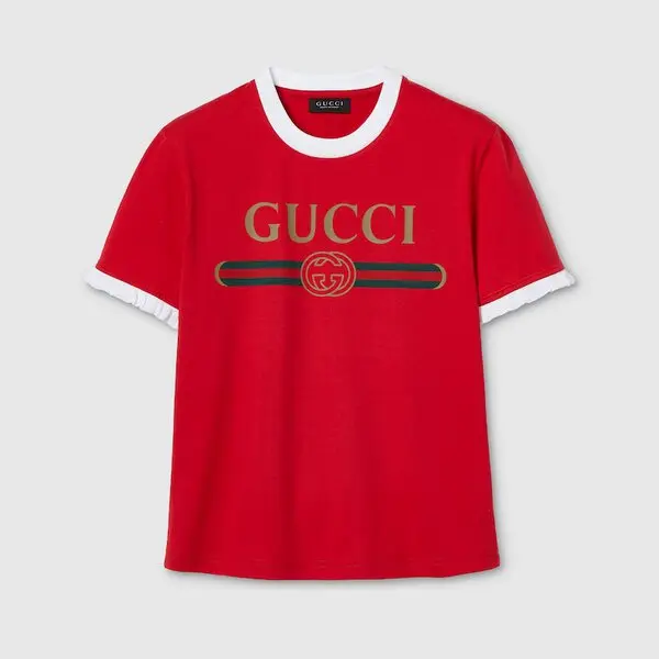 Gucci Printed Cotton Jersey T-shirt, Size - Red