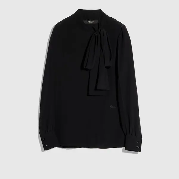 Gucci Gg Crêpe Silk Shirt - Black