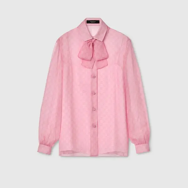 Gucci Gg Crêpe Silk Shirt - Pink