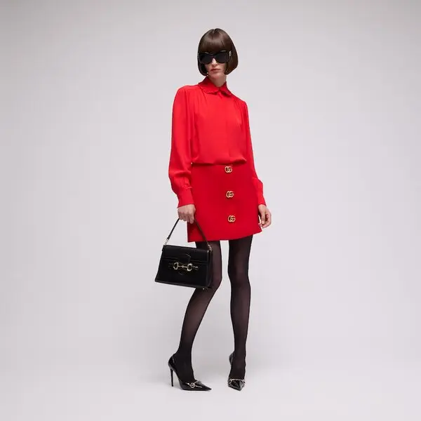 Gucci Gg Crêpe Silk Shirt, Size - Red