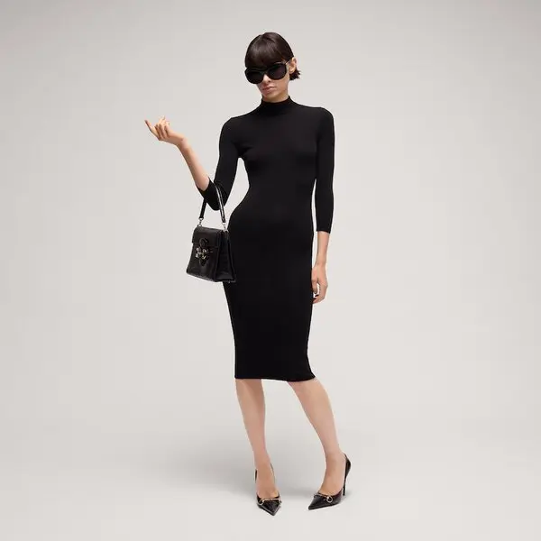 Gucci Gg Fine Cotton Jacquard Dress, Size - Black
