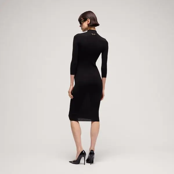 Gucci Gg Fine Cotton Jacquard Dress, Size - Black
