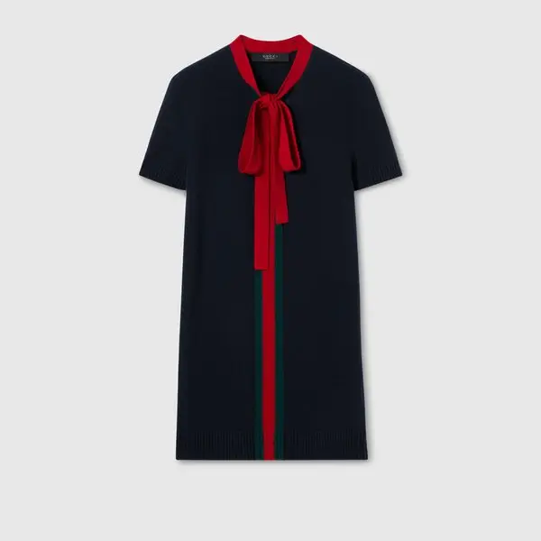 Gucci Gg Fine Cotton Jacquard Dress - Blue