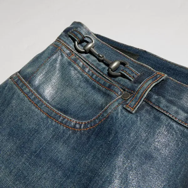 Gucci Slim Fit Cotton Denim Trousers - Blue