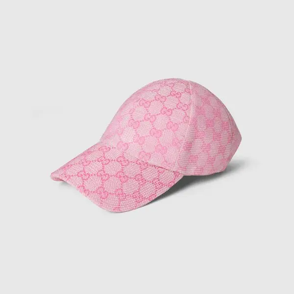 Gucci Embossed Gg Jersey Baseball Cap - Pink