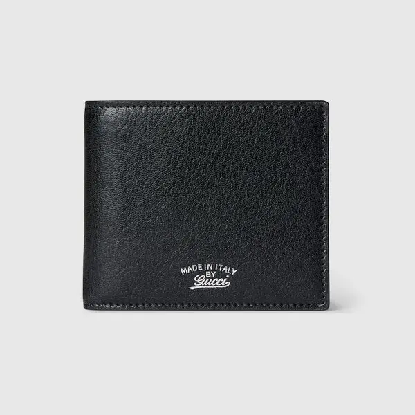 Gucci Bi-fold Wallet With Metal Tag - Black