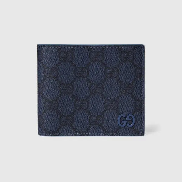 Gucci Bi-fold Wallet With Metal Tag - Blue