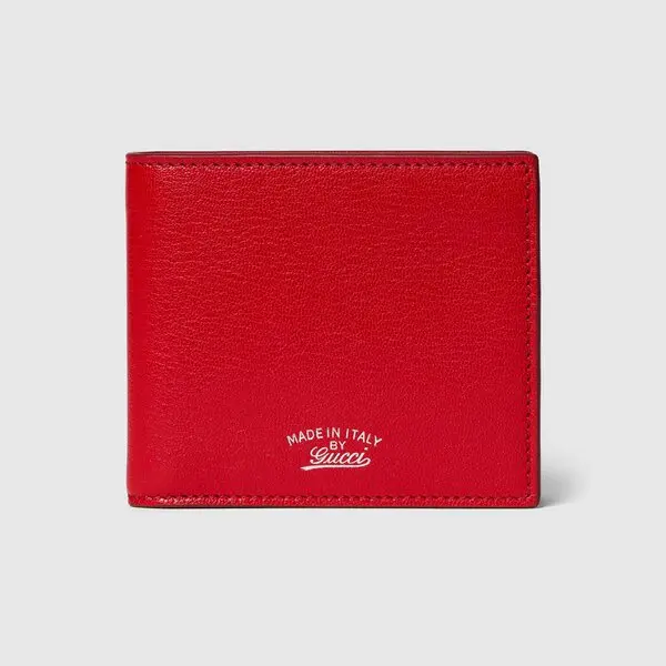 Gucci Bi-fold Wallet With Metal Tag - Red