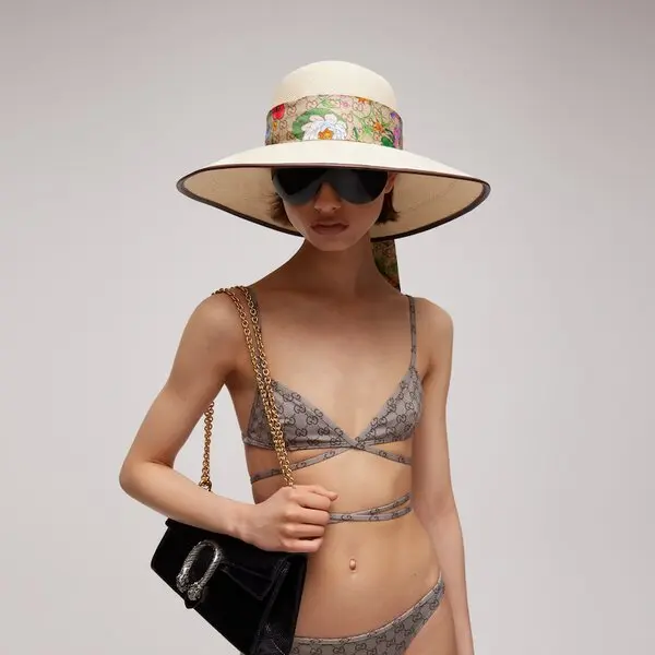 Gucci Straw Hat With Eather Detai, Size