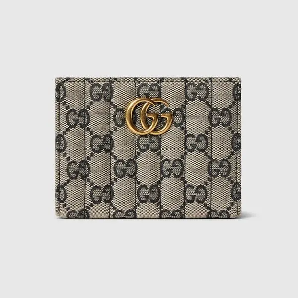 Gucci Bi-color Gg Marmont Small Wallet - Beige