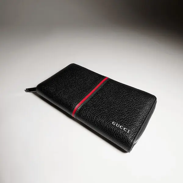 Gucci Gg Emblem Long Wallet - Black