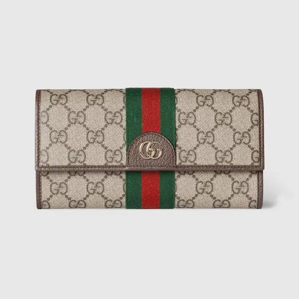 Gucci Long Wallet With Plaque - Beige