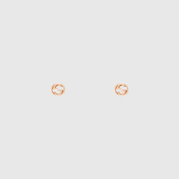 Gucci Interlocking G Earrings In 18k Rose - Pink