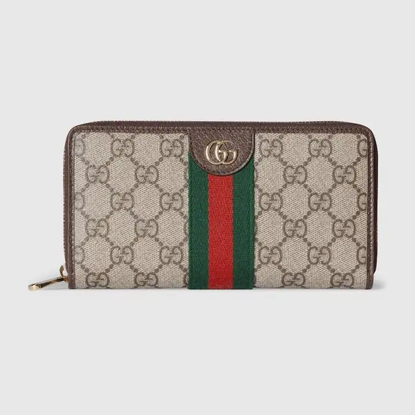 Gucci Bi-colour Gg Marmont Zip Around Wallet - Beige