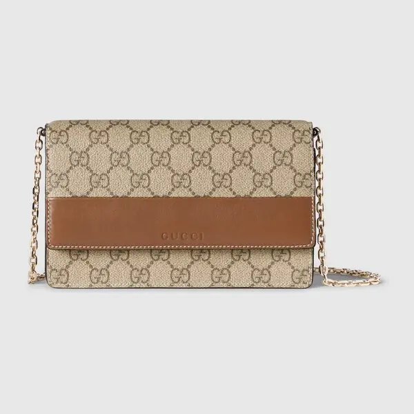 Gucci Bi-colour Gg Marmont Wallet On Chain - Brown
