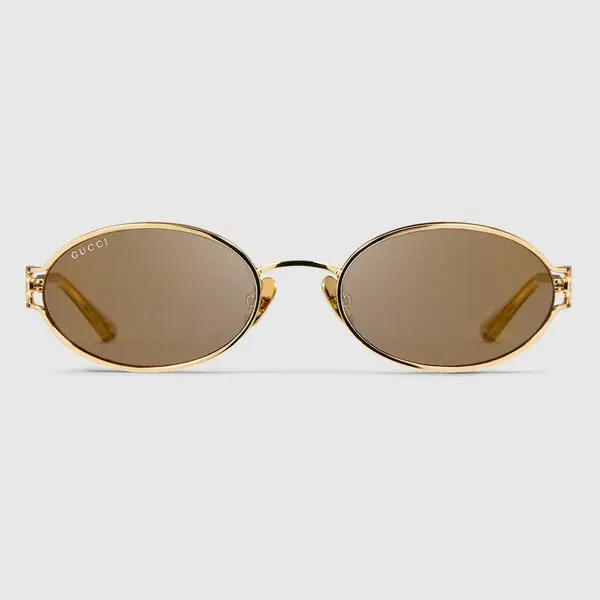 Gucci Frameless Oval Sunglasses With Horsebit Detail - Gold