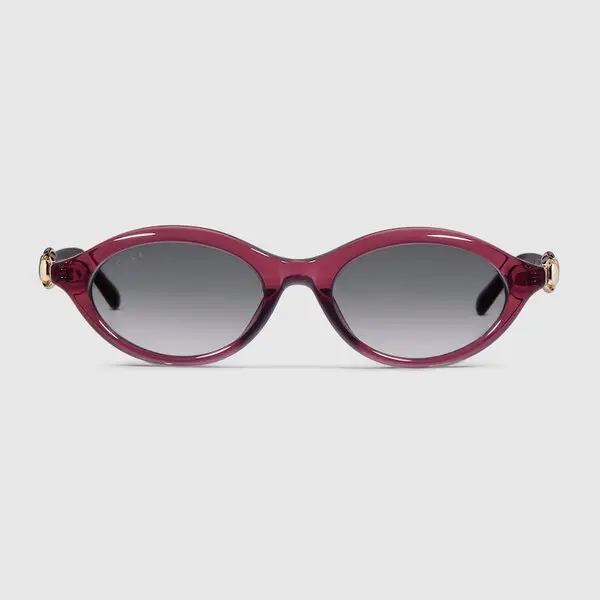 Gucci Frameless Oval Sunglasses With Horsebit Detail - Red