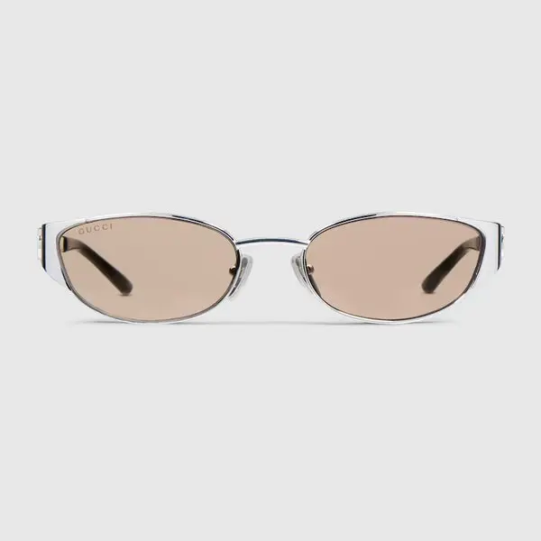 Gucci Frameless Oval Sunglasses With Horsebit Detail - Silver