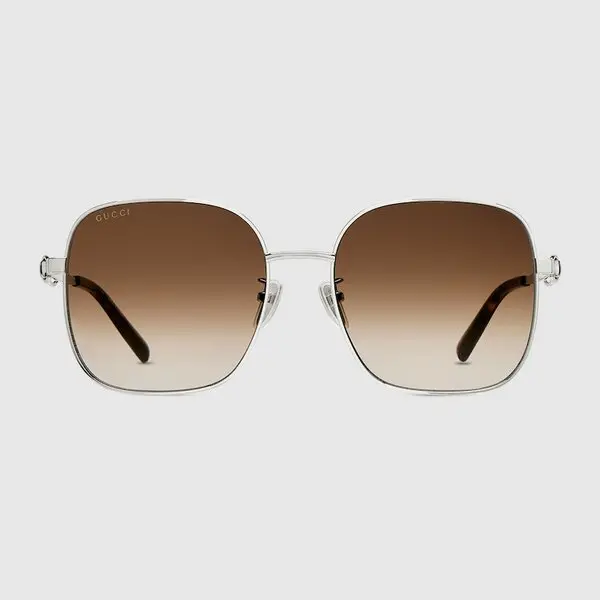Gucci Frameless Oval Sunglasses With Horsebit Detail - Silver