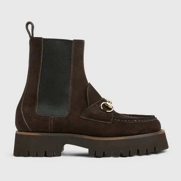 Gucci Ankle Boot With Horsebit, Uk - Brown