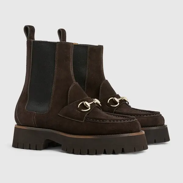 Gucci Ankle Boot With Horsebit, Uk - Brown