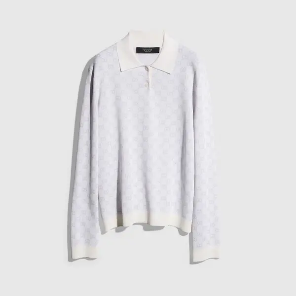 Gucci Stretch Viscose Polo Top With Striped Trim - White