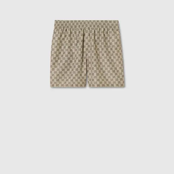 Gucci Gg Print Nylon Swim Short, Size - Beige