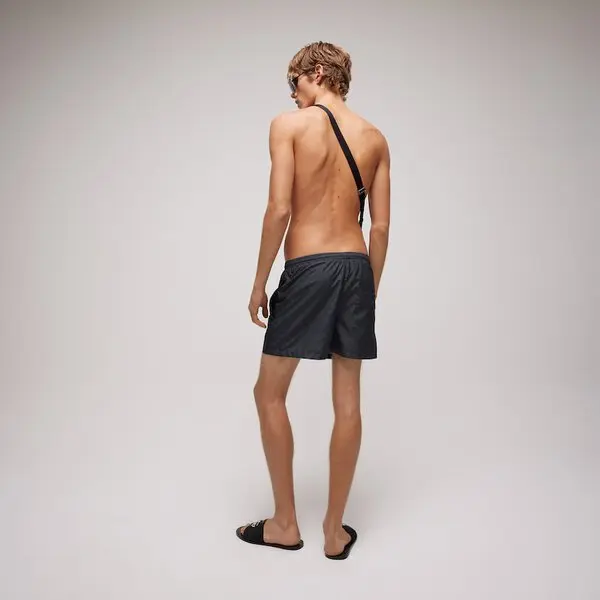 Gucci Gg Print Nylon Swim Short, Size - Black
