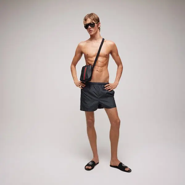 Gucci Floral Print Polyester Poplin Swim Shorts - Black