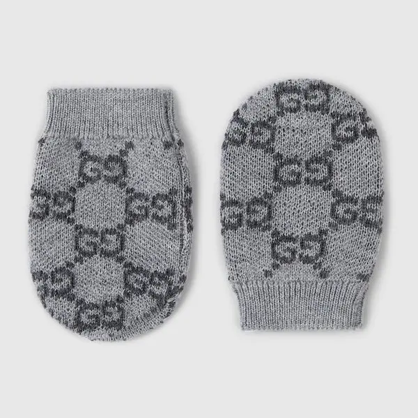 Gucci Baby Gg Pattern Wool Hat, Size - Grey