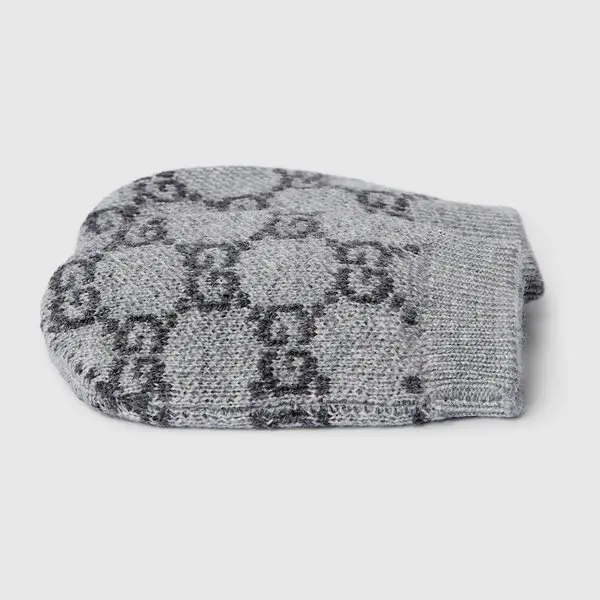 Gucci Baby Gg Pattern Wool Hat, Size - Grey