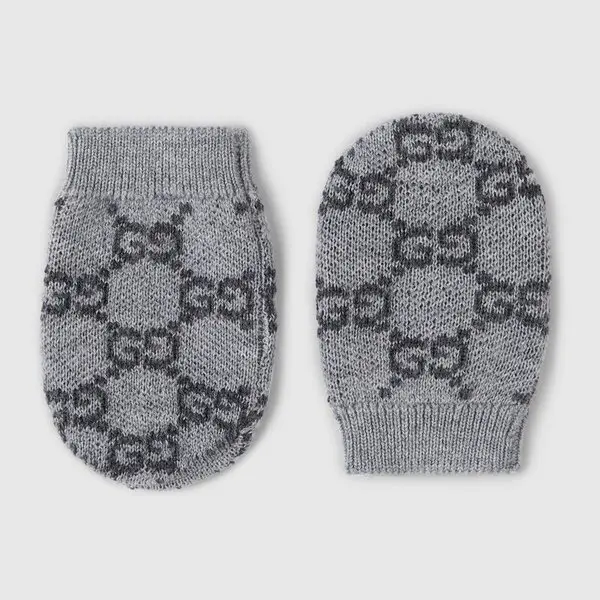Gucci Baby Gg Pattern Wool Hat, Ize - Grey