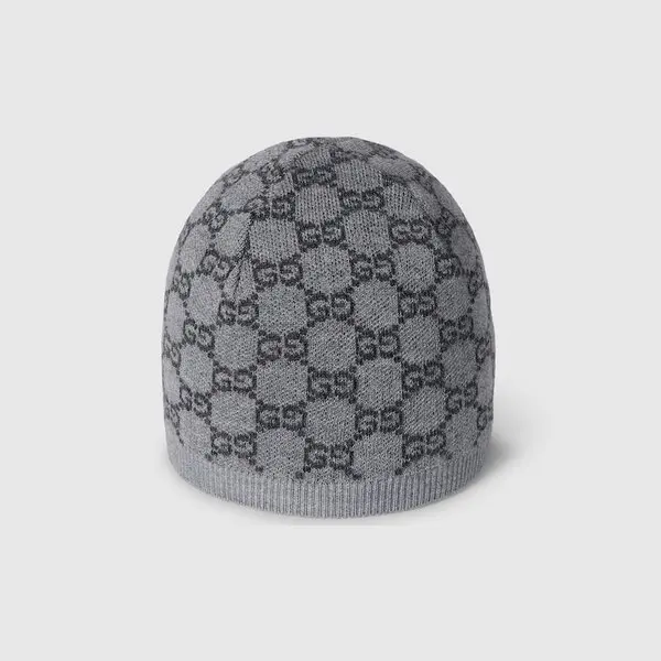 Gucci Gg Pattern Wool Hat - Grey