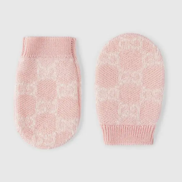 Gucci Baby Gg Pattern Wool Hat, Ize - Pink