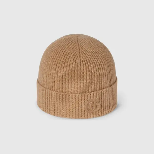 Gucci Woo Cashmere Hat With Doube G, Size - Beige