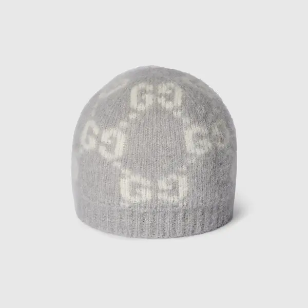 Gucci Woo Cashmere Hat With Doube G, Size - Grey