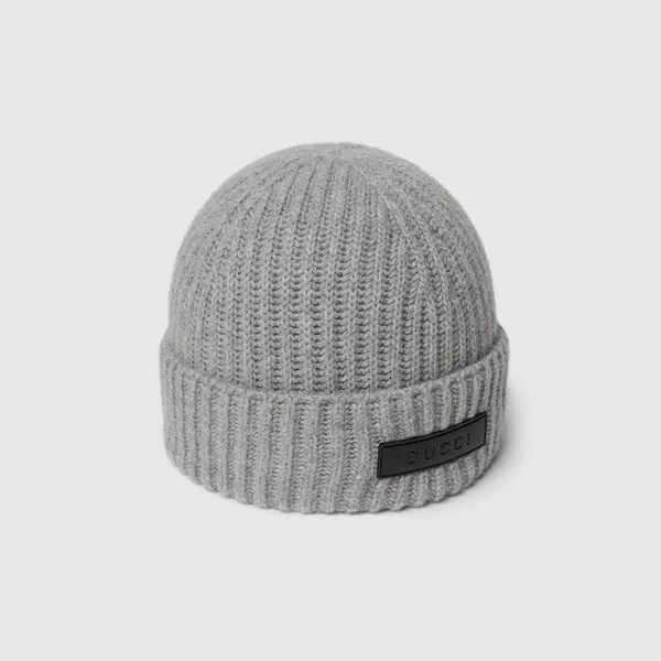 Gucci Wool Cashmere Beanie With Double G - Grey