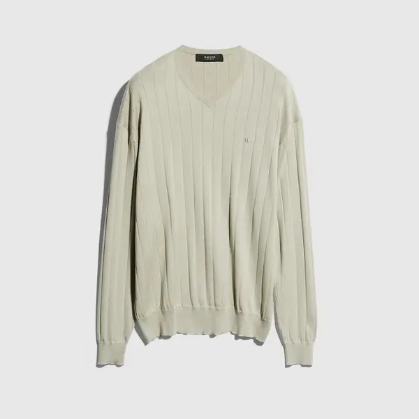 Gucci V-neck Knit T-shirt With Engraved Tag