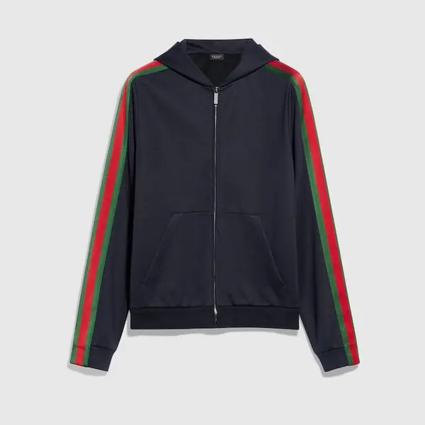 Gucci Gg Jerey Jacquard Zip Jacket, Ize - Blue