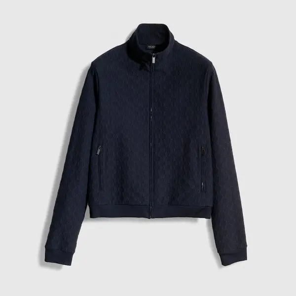 Gucci Gg Jersey Jacquard Zip Jacket - Blue