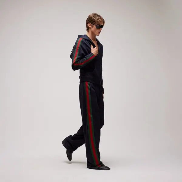 Gucci Gg Jersey Jacquard Zip Jacket - Blue