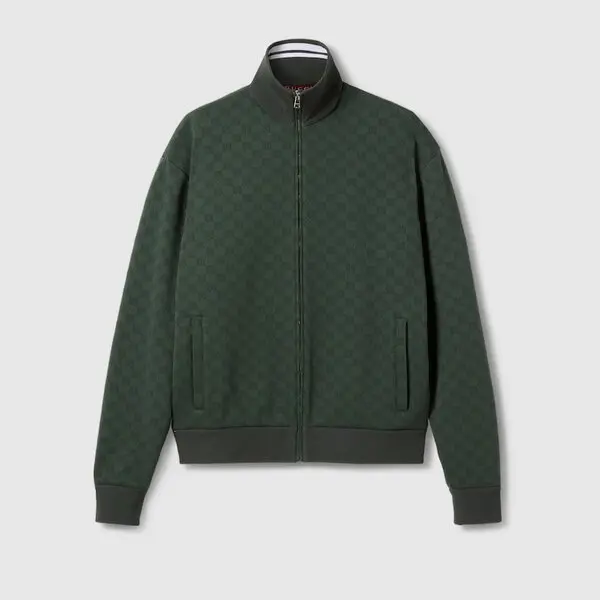 Gucci Gg Jersey Jacquard Zip Jacket - Green