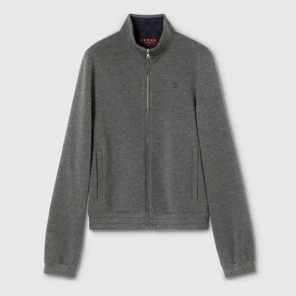 Gucci Gg Jersey Jacquard Zip Jacket - Grey